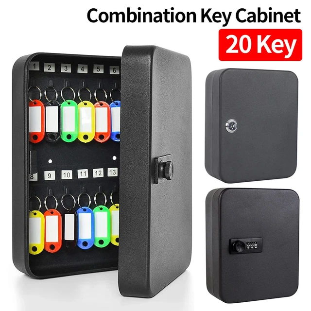 WALL MOUNTED KEY Cabinet Combination Lock 20 Hooks Security Organizer ...