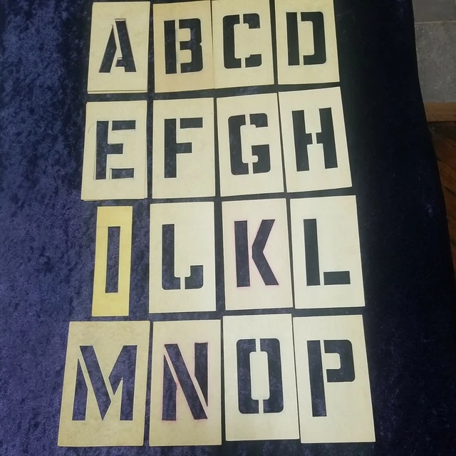 3& POSTER STENCIL SET Letters Numbers Symbols Vintage Oil Board Vintage ...