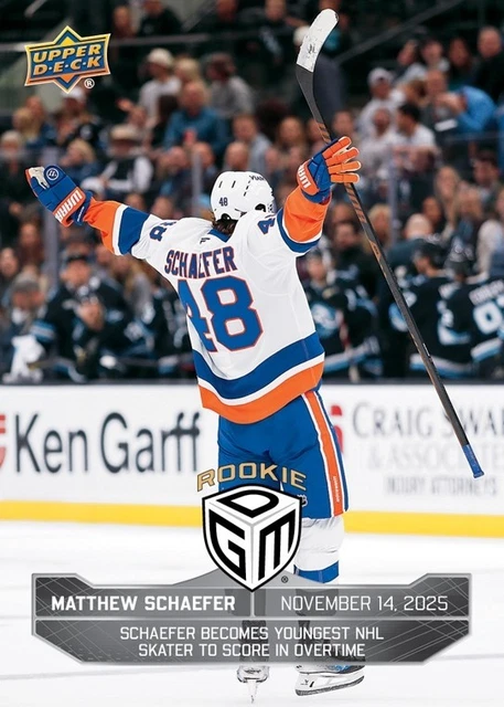 2025-26 MATTHEW SCHAEFER Upper Deck NHL Game Dated Moments Limit to ...