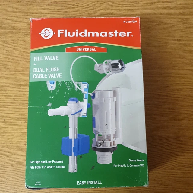 FLUIDMASTER DUAL FLUSH Toilet Cistern Outlet with Side Inlet & Push ...