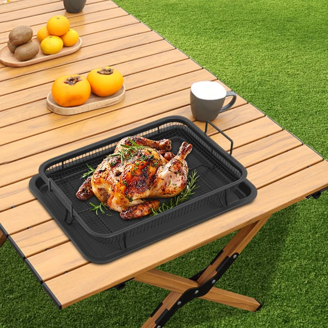 CRISPING KORB KNUSPRIGES und Blech-Set Airfryer-Grillkorb mit Blech für ...