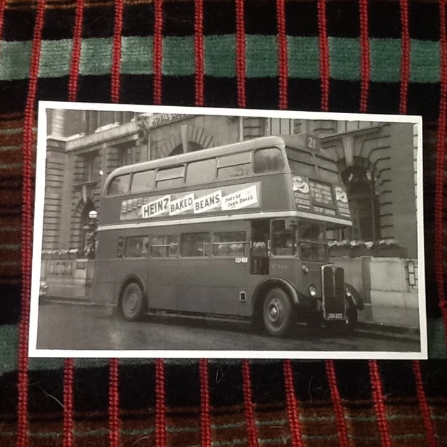 LONDON BUS PHOTO B/W. RT844(NX) JXN222 Route21 Moorgate Finsbury Square ...