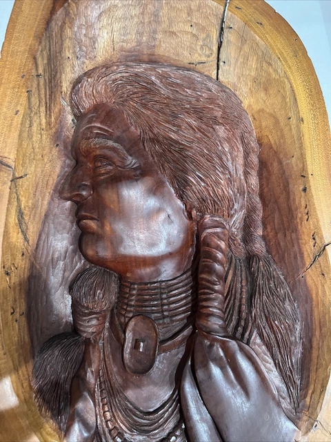 NATIVE AMERICAN WOOD Carving By Trix Rare One Of A Kind Art Hand Made ...