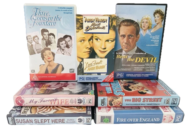 BULK LOT 8 Classic Old Movie VHS Tapes Inc, Bogart, Cart Grant, Andy ...