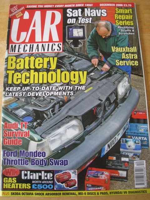 CAR MECHANICS DEC 2008 Battery Technology Sat Navs Vauxhall Astra ...