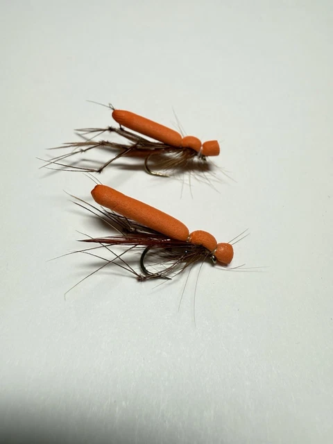 2 FOAM ORANGE Daddy Long Legs Dry Flies Size 10 £1.99 - PicClick UK