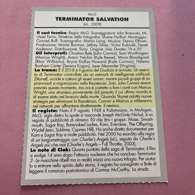 MINI LOCANDINA CIAK FILM Terminator Salvation L’inizio Della Fine EUR 4 ...