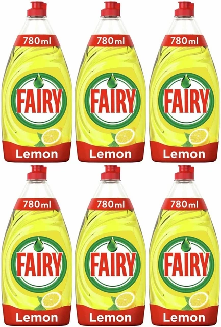 6 X FAIRY Original Lemon Washing Up Liquid, 780ml, Lemon Scent-Free ...
