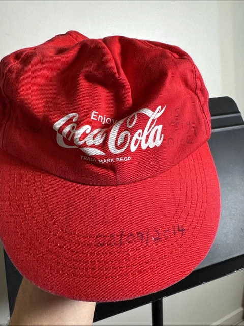VINTAGE ENJOY Coca Cola Coke Baseball Cap Red With Writing Graffiti On ...