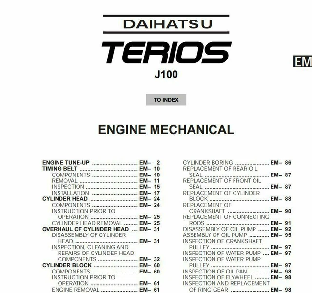 DAIHATSU TERIOS J100 / J102 1997/2005 Manuale Officina Workshop Wiring ...