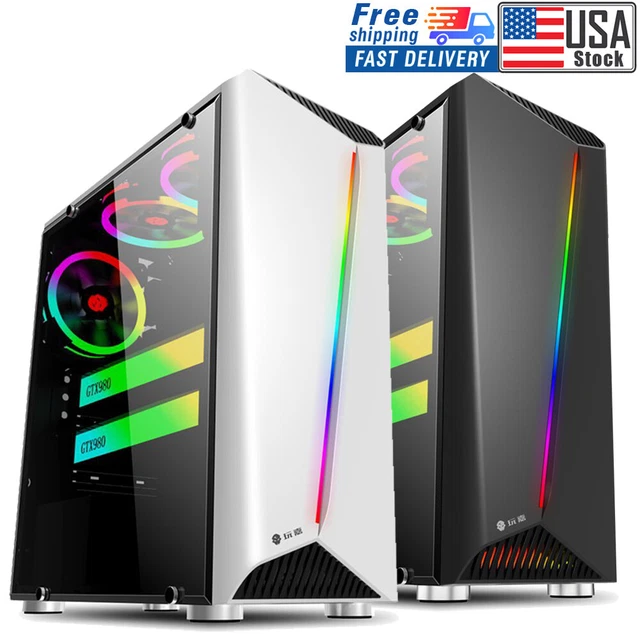 PC CASE GAMING Computer Case ATX/MATX/ITX Mid Tower Case, Side Panel ...