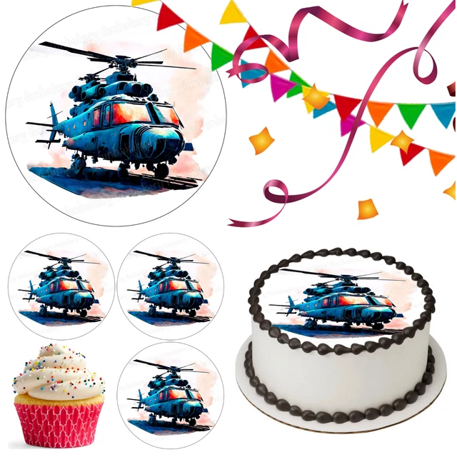 ARMY MILITARY HELICOPTER Cake Topper Party Edible Birthday Celebration ...
