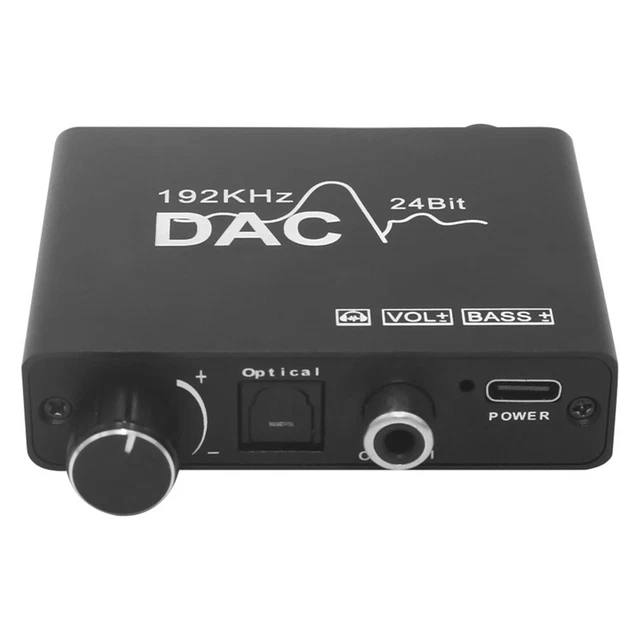 192KHZ DAC DIGITAL To Analog Audio Converter With Bass Volume Control 3 ...