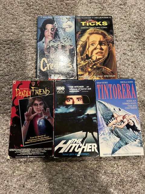 80S HORROR VHS Lot Creepers Ticks The Hitcher Deadly Friend Tintorera ...