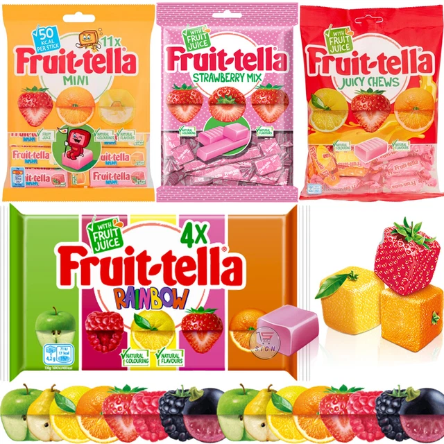 FRUIT - TELLA Juicy Chews, Strawberry Mix, Rainbow, Mini Bag Sweets £13.71 - PicClick UK