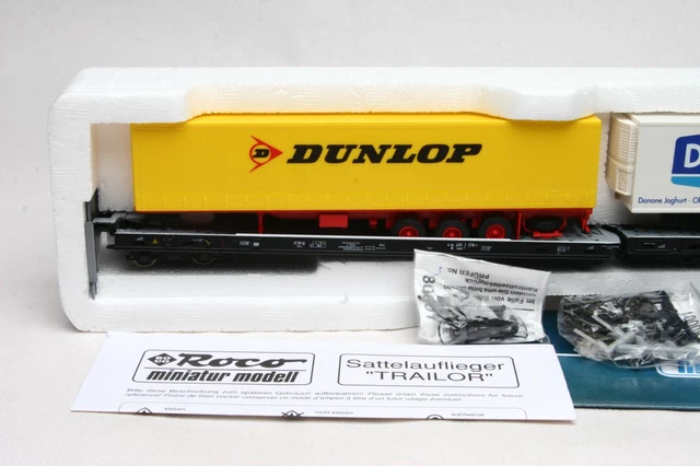 ROCO H0 1901 DB Saads Taschenwagen AUTO+Waggon Dunlop und Danone OVP ...