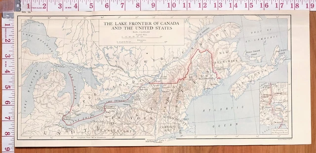 CARTE / BATAILLE Plan Lac Frontier De Canada & États-unis Lac Ontario ...
