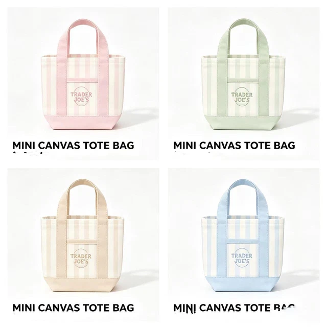 TRADER JOE’S LIMITED Edition 2026 Drop Mini Stripe Canvas Tote Bag NEW ...