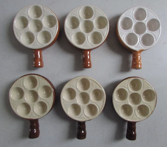 LOT DE 6 poêlons caquelons plats cuisson 6 trous escargots 2 coloris ...