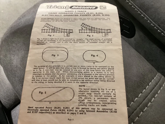 VINTAGE TRIANG MODEL railway wiring diagram leaflet for points £1.17 ...