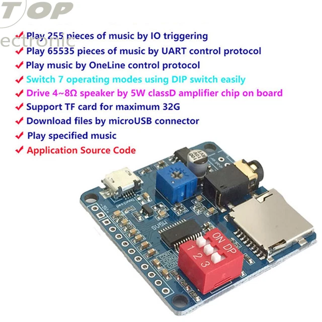 NEW VOICE PLAYBACK Module Board MP3 Music Player SD/TF Card For Arduino ...