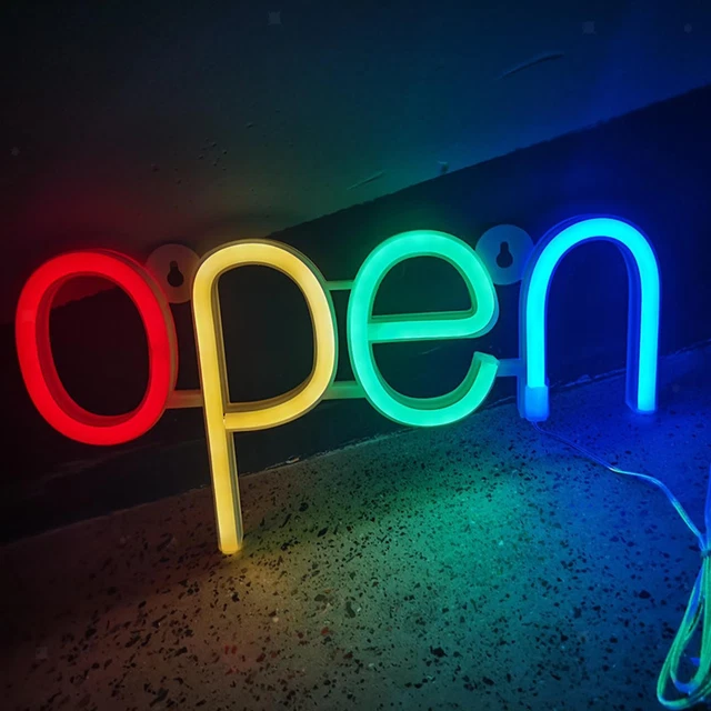 LED OPEN SIGN Lighting Light Neon Lights Salon Wall Hanging Bar ...