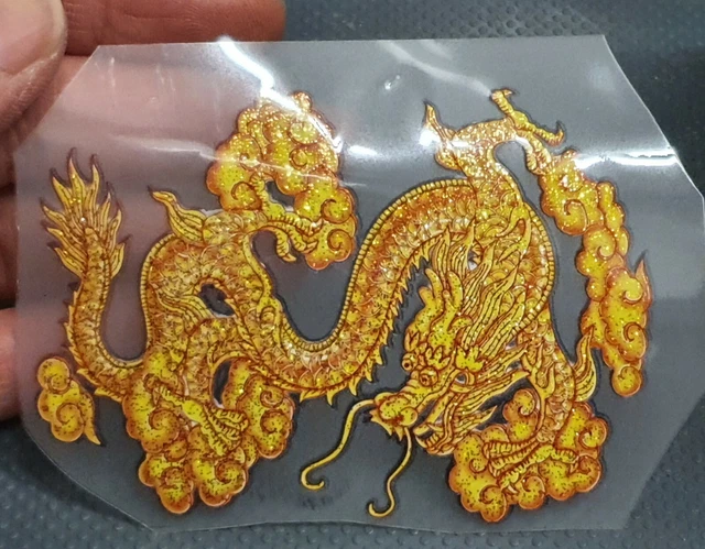 GOLDEN CHINESE DRAGON Smooth Iron on Heat Transfer Patch for Clothes UK Seller EUR 2,25 ...