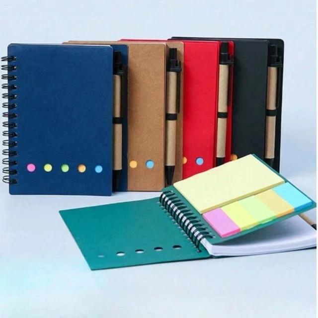 4-PACK WITH PEN Loop Pocket Notepad 4.1x5.3" Lined Journal Spiral ...