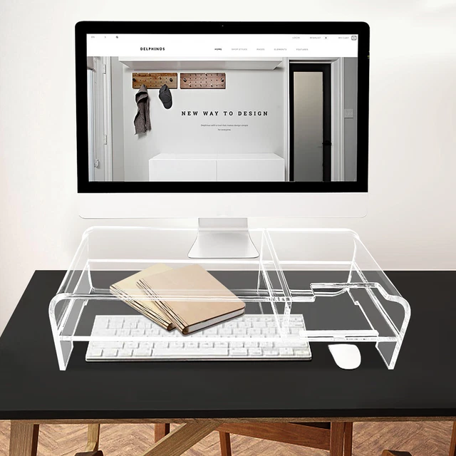 2-TIER CLEAR ACRYLIC Monitor Stand, Computer Monitor Stand Riser for ...
