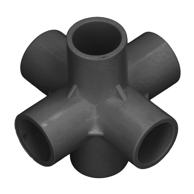 BLACK 10PCS 6 Way Pipe Fittings PVC Plastic Pipe Corner Elbow Connector ...