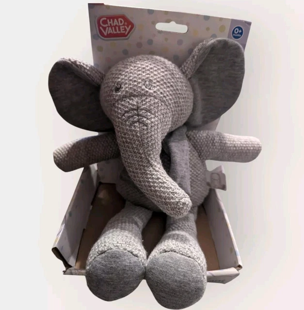 CHAD VALLEY KNITTED Elephant Soft Plush Toy Comforter - Box Damaged £9. ...