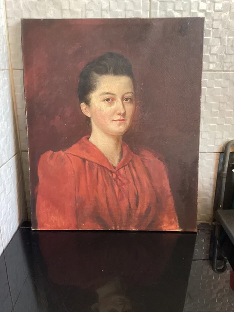 TABLEAU PORTRAIT ANCIEN ( huile sur toile a restauré) EUR 100,00 ...