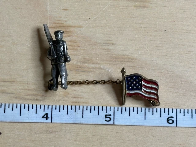 WW2 PIN SWEETHEART Pin US Flag Soldier In Uniform With Rifle Vintage ...