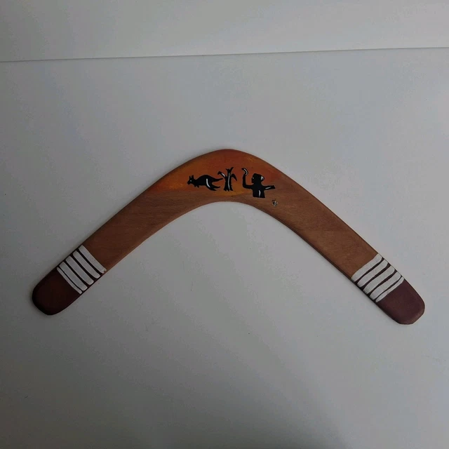 VINTAGE ABORIGINAL ART Boomerang Bunabiri Hand Painted Dreamtime Native ...
