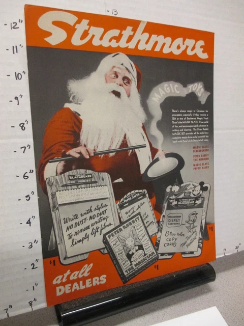 MAGAZINE AD 1944 STRATHMORE Santa Claus Mickey Mouse Donald Duck magic ...