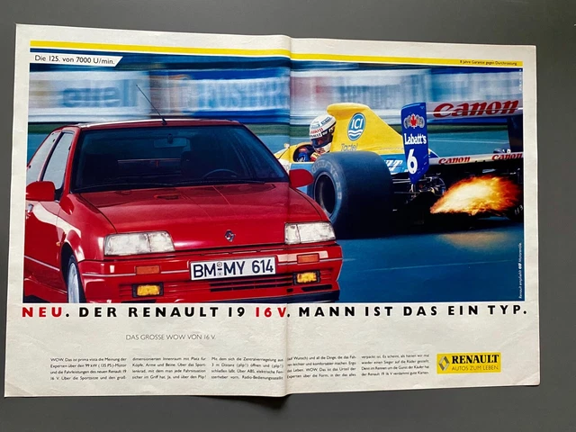 RENAULT 19 16V Williams Formula 1 Originale 1991 Vintage Advert Pubblicità EUR 5,79 - PicClick IT