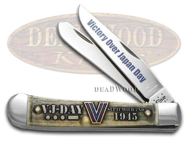 CASE XX WORLD War II VJ-Day Trapper Knife Natural Bone Stainless Pocket ...