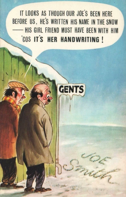 VINTAGE RUDE COMIC BAMFORTH GIRLFRIEND WRITES NAMES in SNOW POSTCARD ...