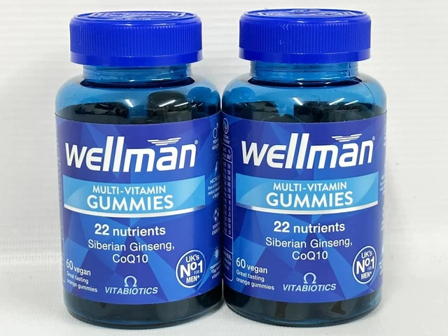VITABIOTICS WELLMAN MULTIVITAMIN Gummies Vegan Orange Flavour CoQ10 2 X ...
