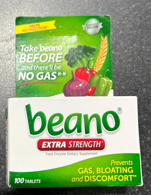 BEANO EXTRA STRENGTH Prevents GAS, BLOATING & DISCOMFORT, (100 Tablets ...