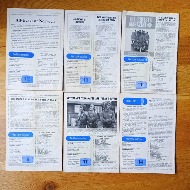 CHELSEA FC Programmes 1972-73 Season x 6 £4.88 - PicClick UK