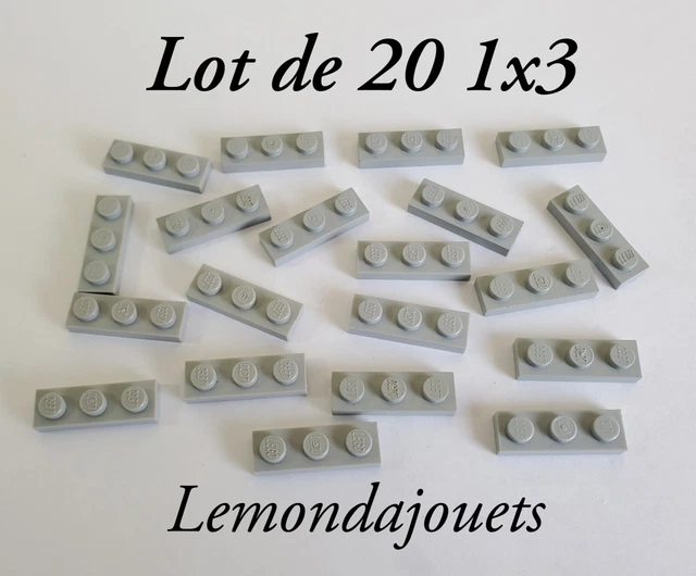 LEGO 3623 LOT de 20 Plat 1x3 Plate - Light Bluish Gray Gris 1 x 3, 3x1 ...