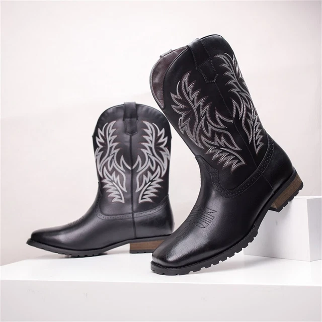 NEW 2025 HOT Western Boots Cowboy Square Toe Embroidered Classic Men's ...