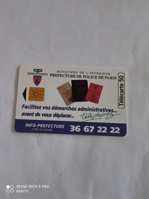 CARTE TÉLÉPHONIQUE TÉLÉCARTE Vintage Préfecture De Police De Paris EUR 2,99 - PicClick FR
