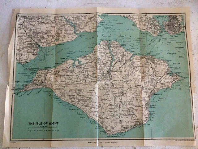 ISLE OF WIGHT Newport Freshwater Cowes Ryde Ventnor Railway & Road Map ...