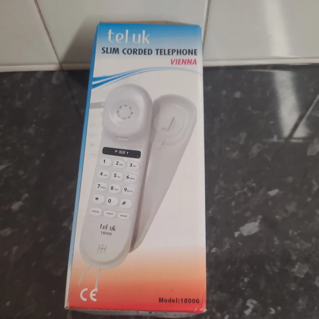 VINTAGE AUDIOLINE PUSH button corded telephone, slim line wall mount ...