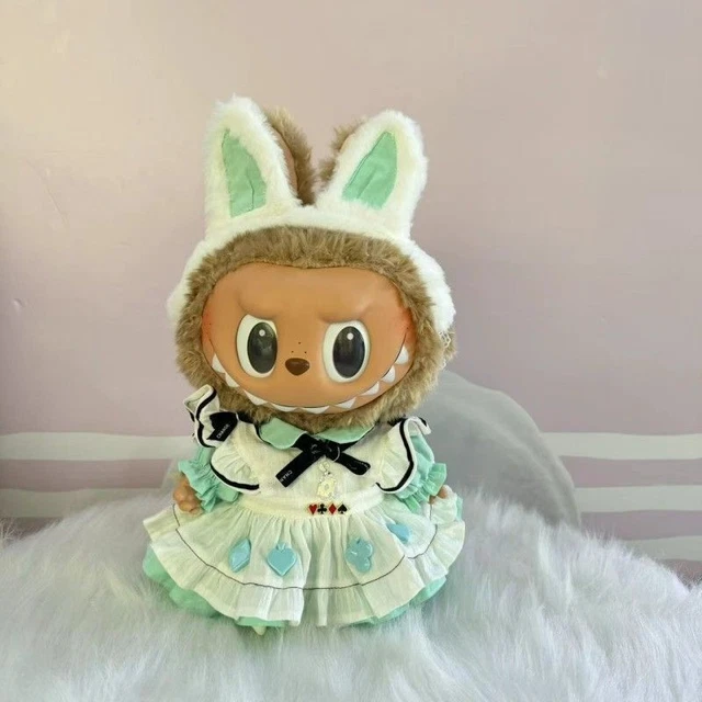 POP MART 38CM LABUBU The Monsters Plush Doll Alice Clothes Dress ...