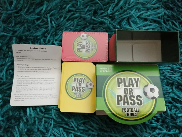 PLAY OR PASS Football Trivia Sport Quiz Mini Portable Card / Board Game ...