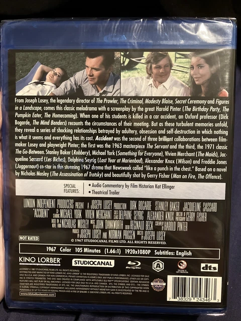 ACCIDENT (BLU-RAY, 1967) Dirk Bogarde, Michael York, Stanley Baker Region A Kino $42.50 ...