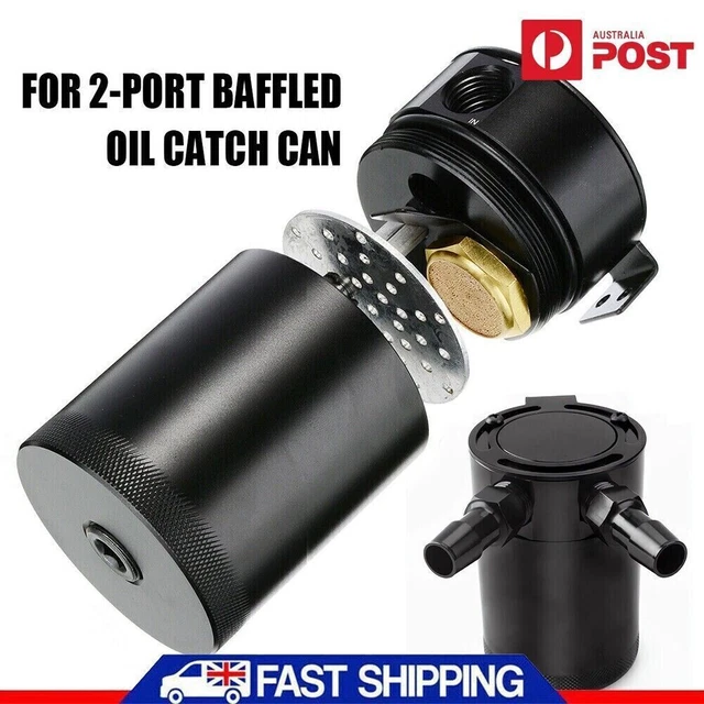 UNIVERSAL OIL CATCH Can Baffled Aluminum 2 Port Car Oil Catch Tank ...